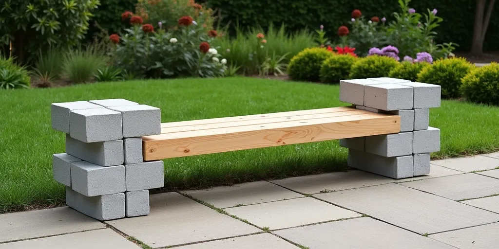 How to make a bench with cinder blocks and wood? - Wooden Woodworks
